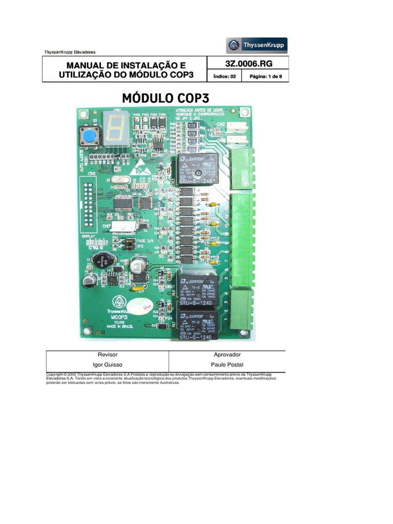 3Z0006RG Manual de Instalação e Utilização Do Módulo COP3 | PDF