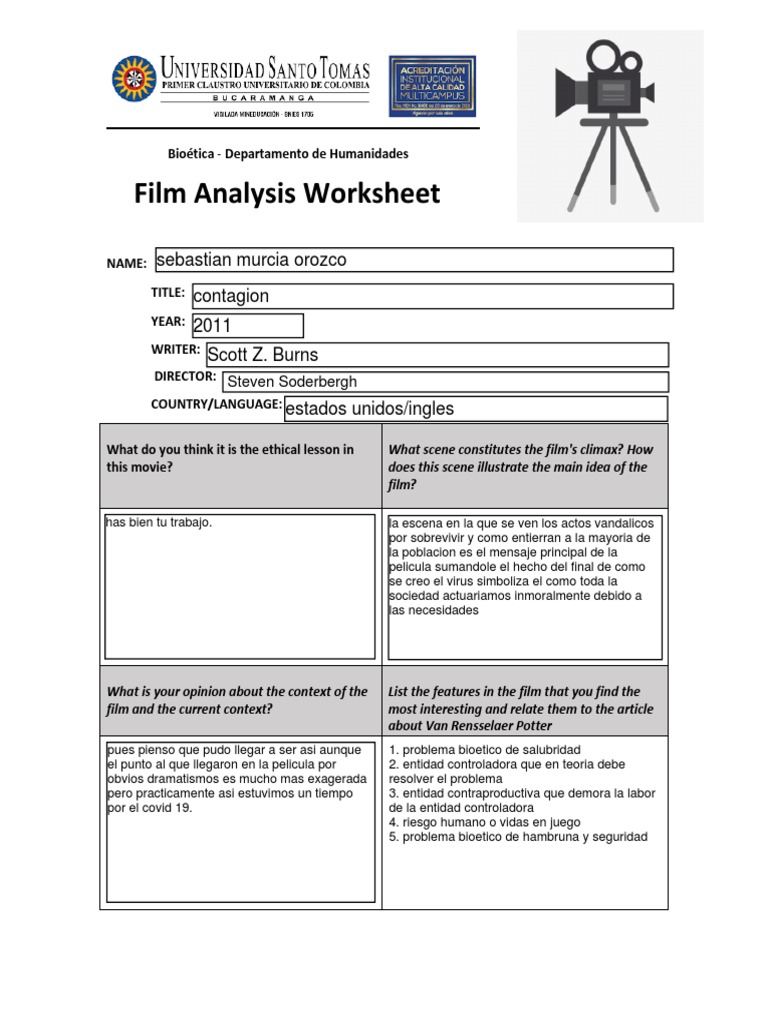 Film Analysis Worksheet | PDF