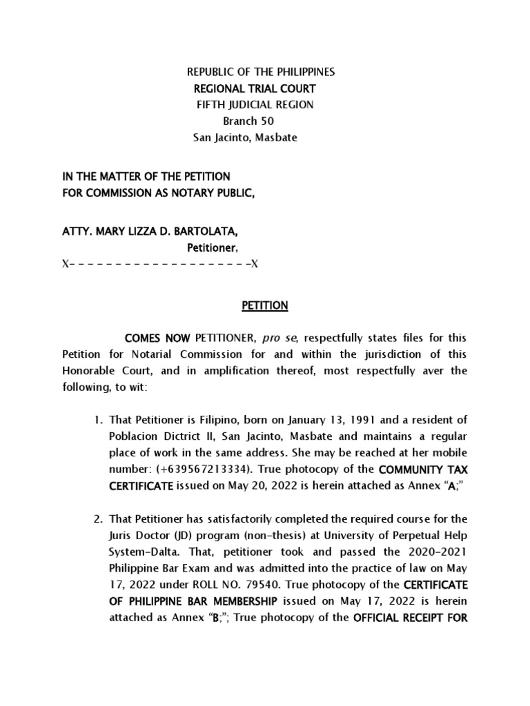 Petition for Notary Public Commission | PDF | Notary Public | Public Law