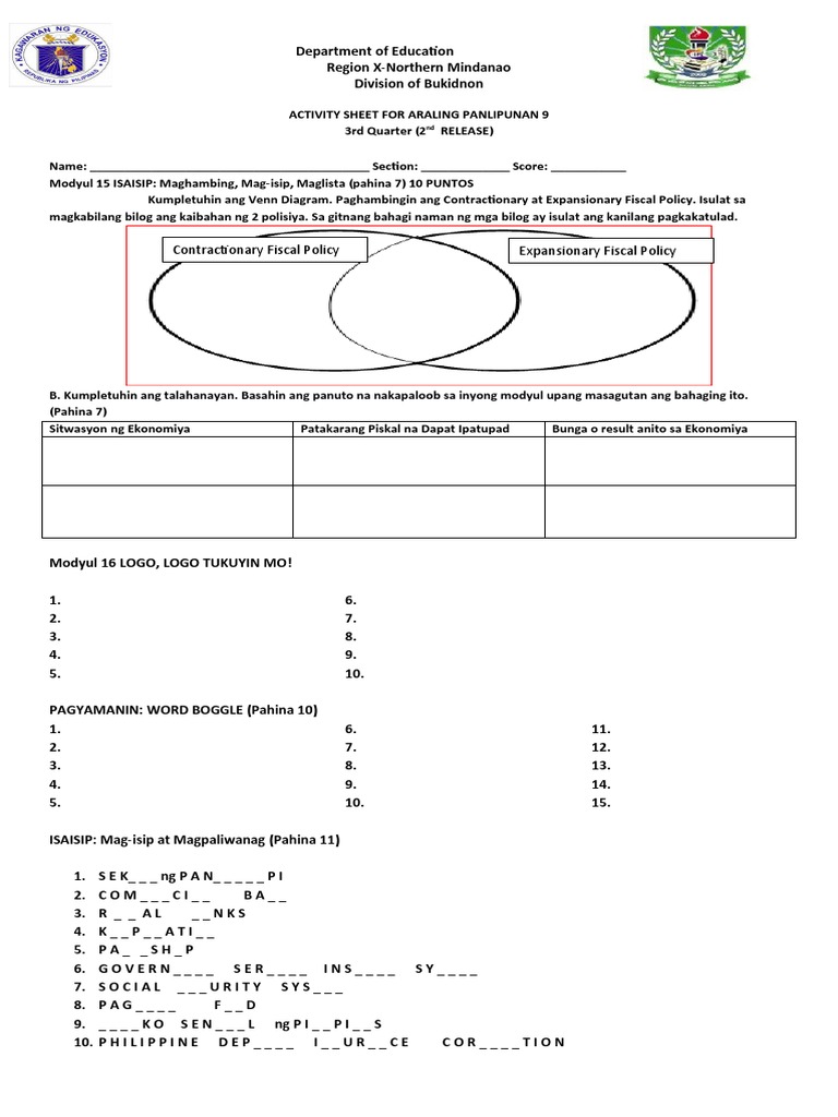 AP 9 Activity Sheet Q3 2nd Release | PDF