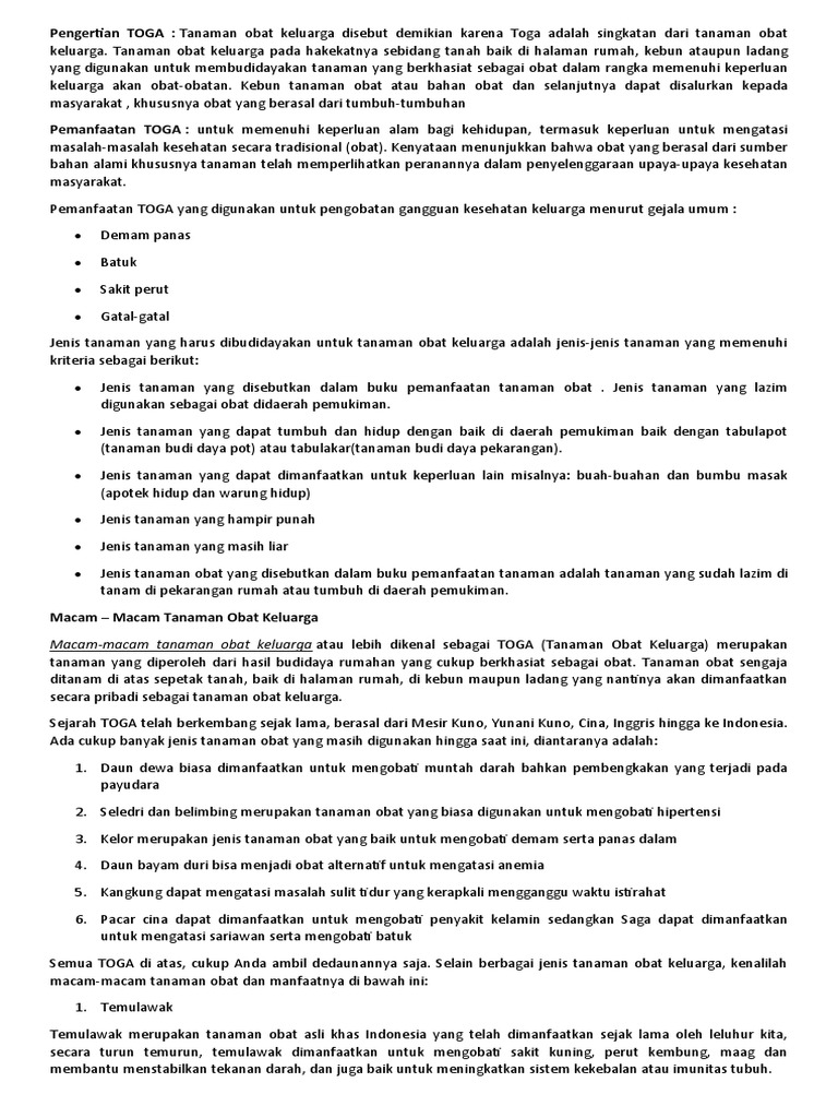 Pengertian TOGA | PDF