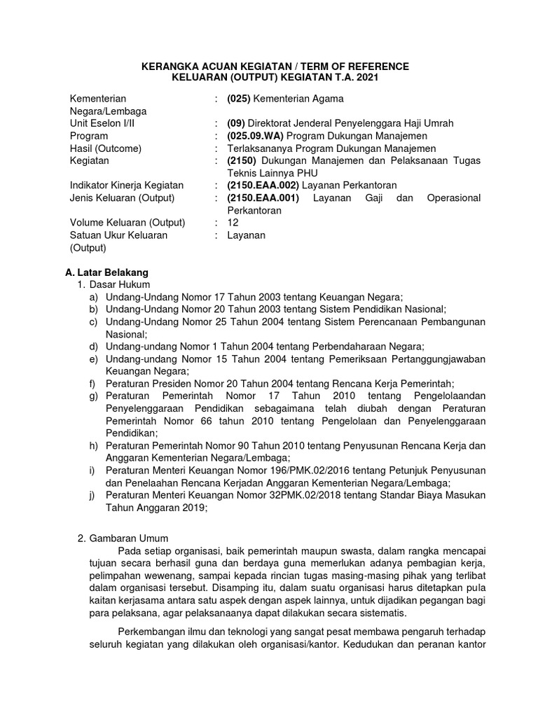 KAK - TOR Infokus Dan Layar | PDF | Bisnis | Pengelolaan Keuangan & Uang