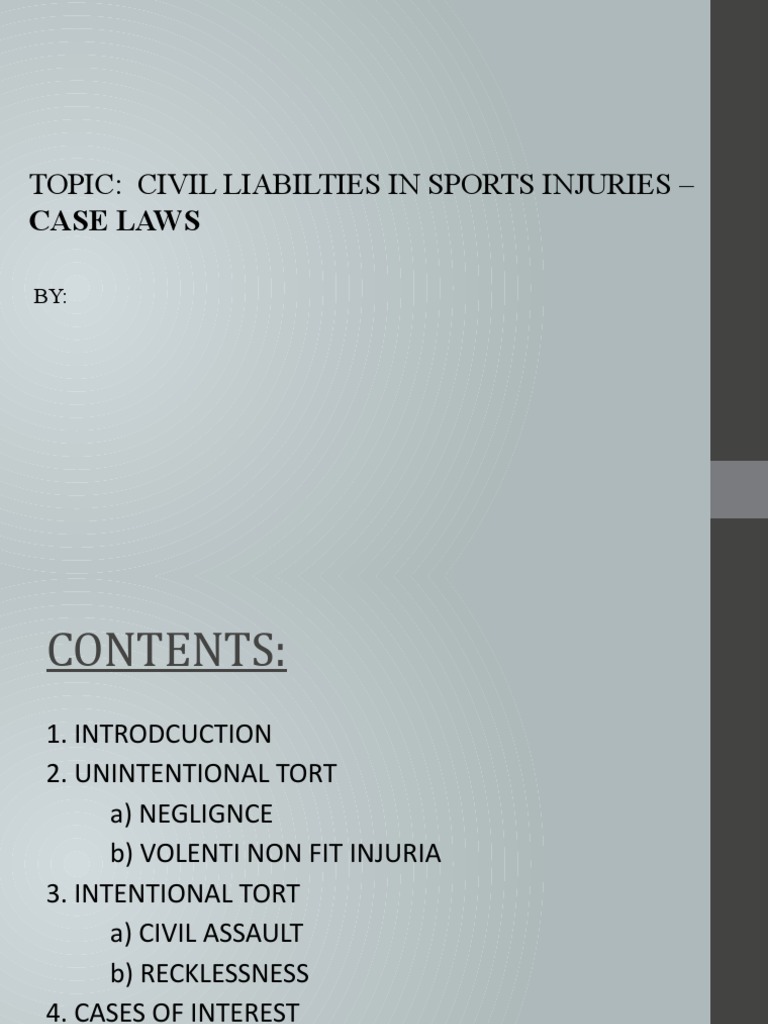 Topic: Civil Liabilties in Sports Injuries - : Case Laws | PDF ...