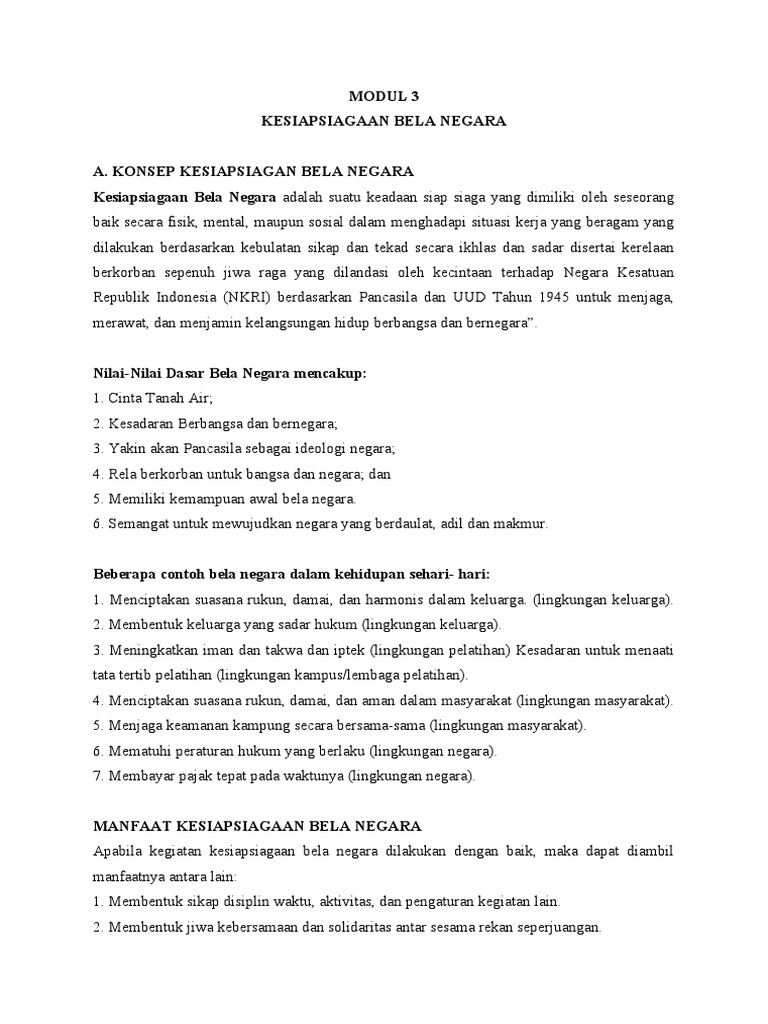 AGENDA 1 Modul 3 Kesiapsiagaan Bela Negara - Nani | PDF