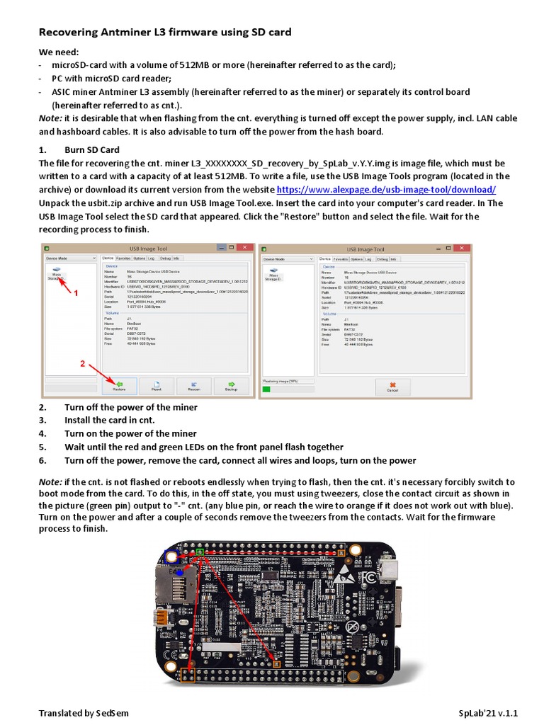 Antminer L3 Firmware Recovery Guide | PDF | Booting | Flash Memory