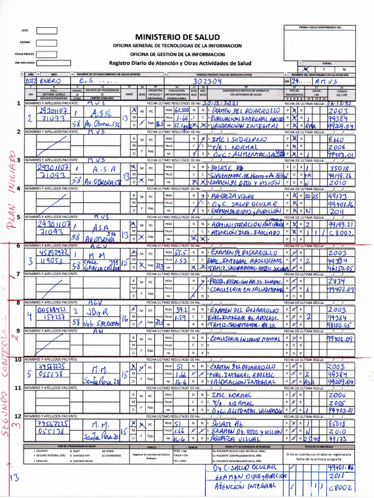 Llenado Correcto His Adolescente070 | PDF
