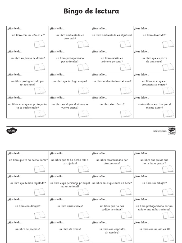 Bingo de Lectura: Desafíos Literarios | PDF