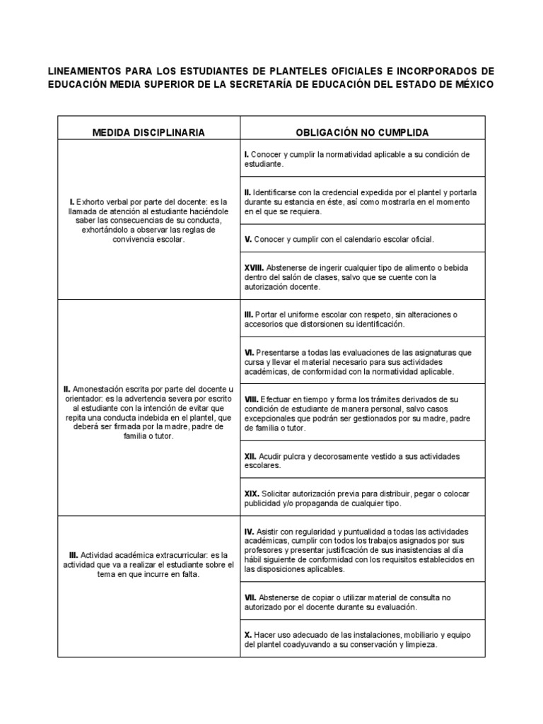 Lineamientos Disciplinarios 2019 | PDF