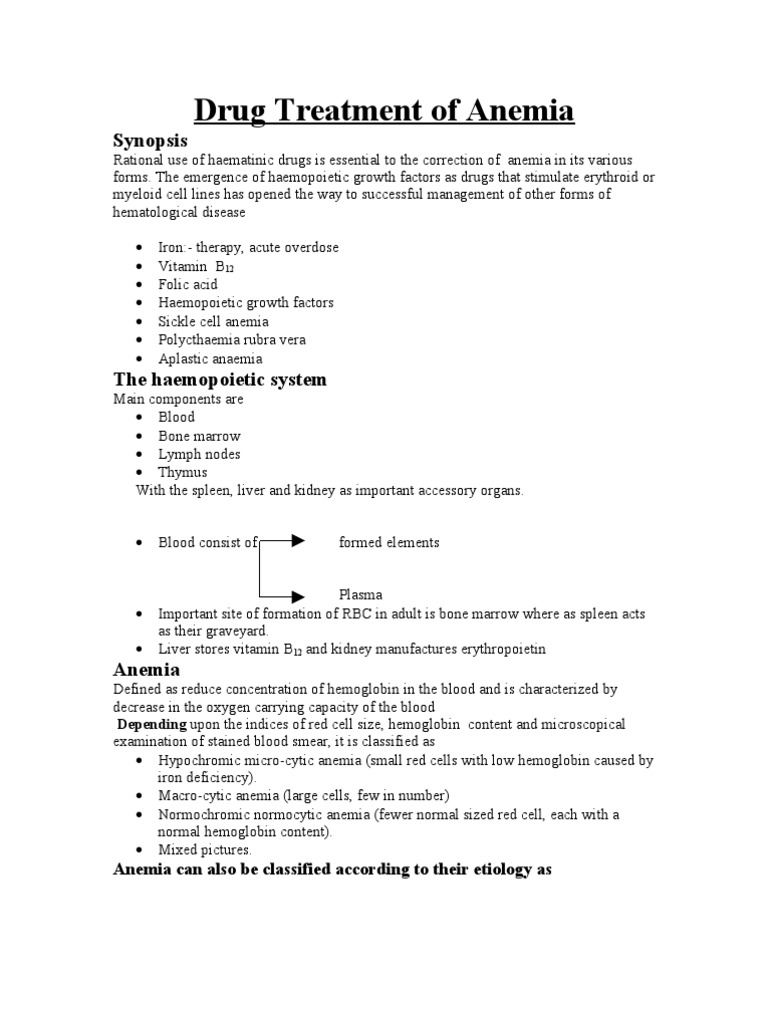 Pharmacological Treatment of Anemia | PDF | Anemia | Iron