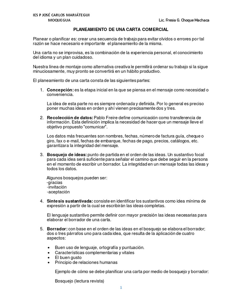 Planeamiento de Una Carta | PDF | Puntuación