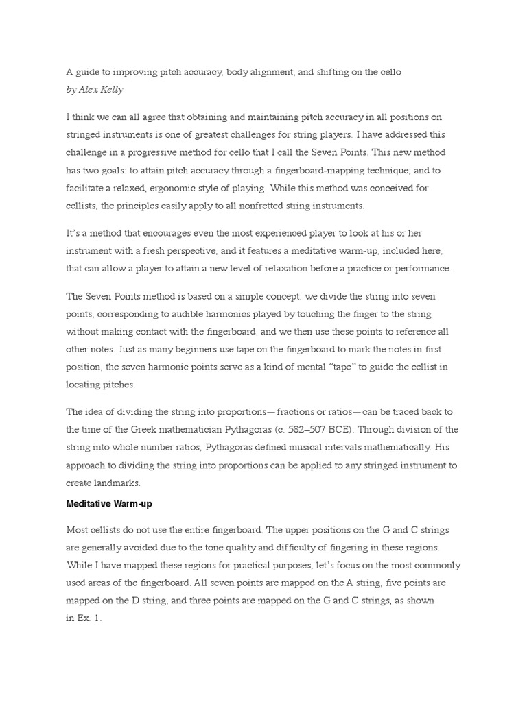 A Guide To Improving Pitch Accuracy, Body Alignment, and Shifting On The Cello | PDF | Cello ...
