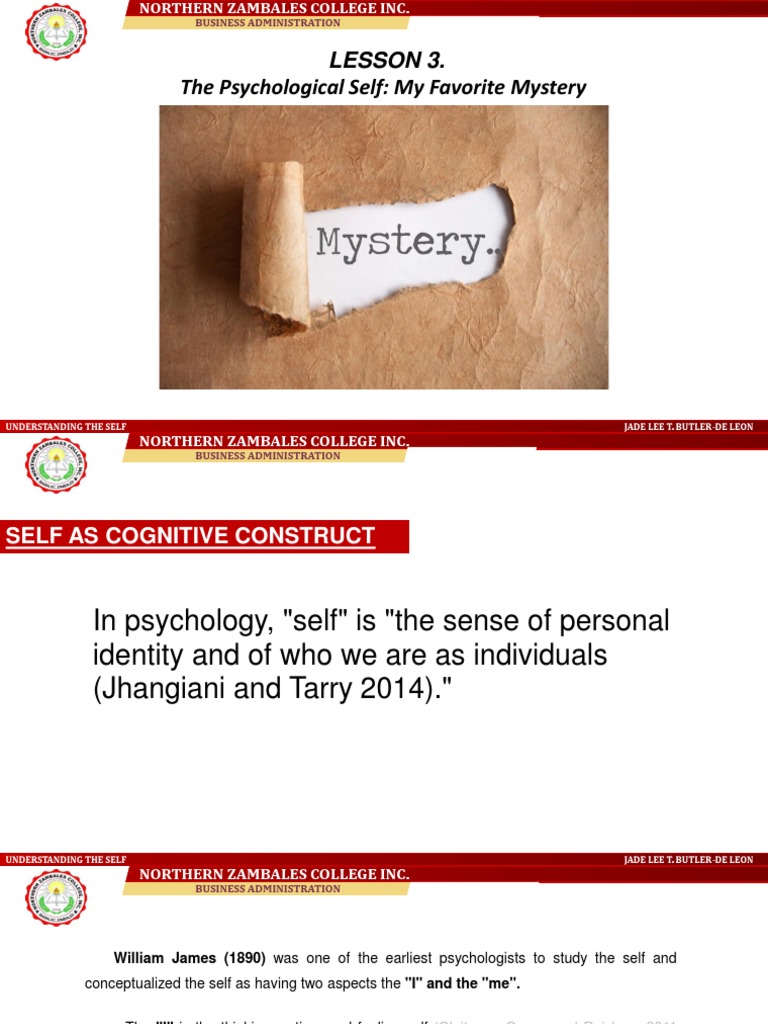 Understanding The Self LESSON 3 The Psychological Self My Favorite Mystery | PDF | Self Concept ...