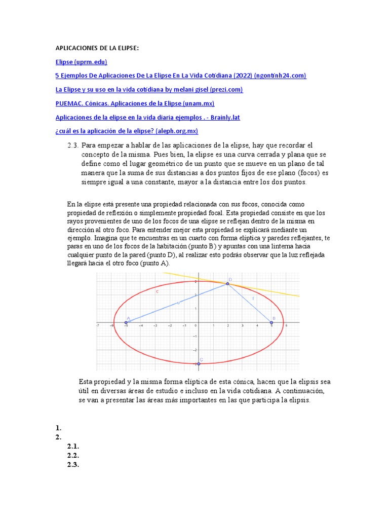 Aplicaciones de La Elipse | PDF | Elipse | Geometría analítica
