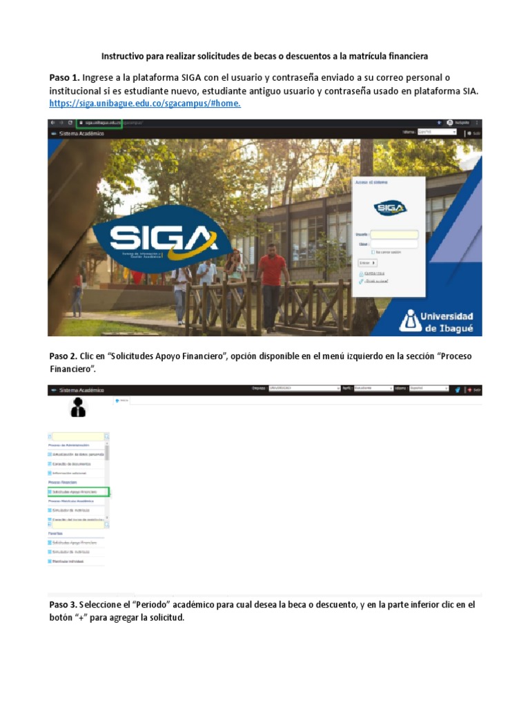 Instructivo para Realizar Solicitudes de Becas o Descuentos SIGA | PDF | Contraseña | Ventana ...