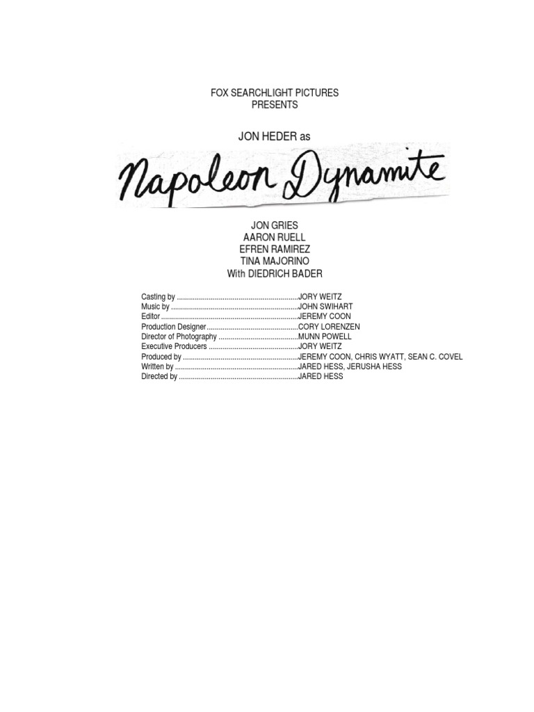 Napoleon Dynamite Production Notes | PDF