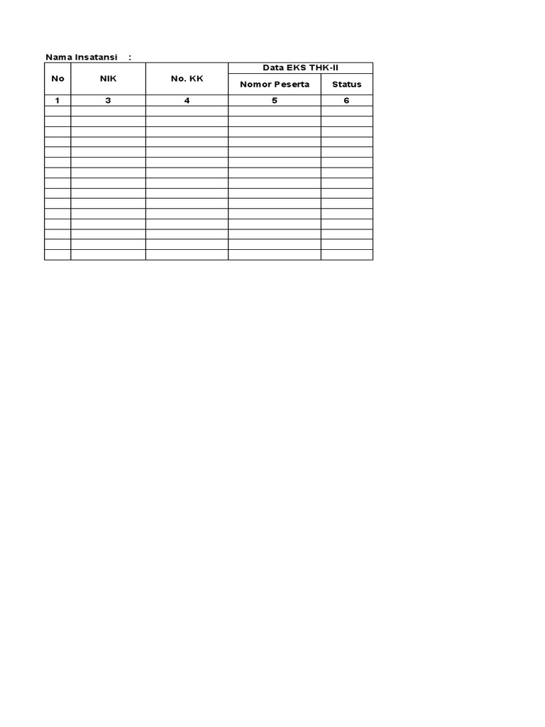 Format Pengisian Pendataan Tenaga Non Asn Tahun 2022 | PDF