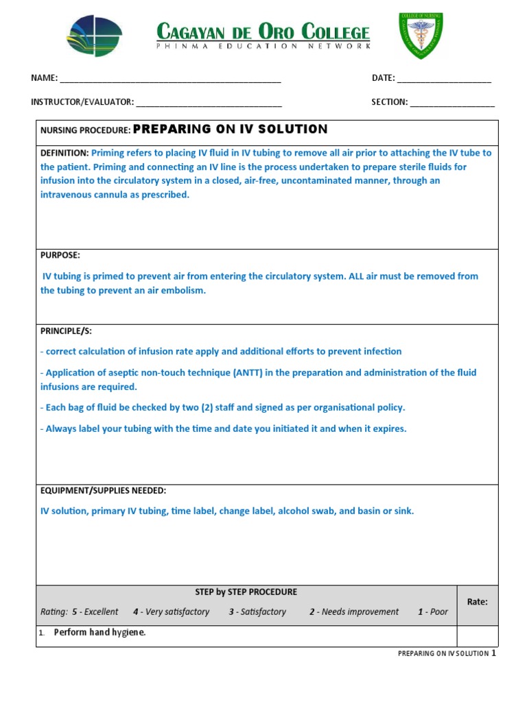 IV Solution Preparation Guide | PDF | Intravenous Therapy | Health Care