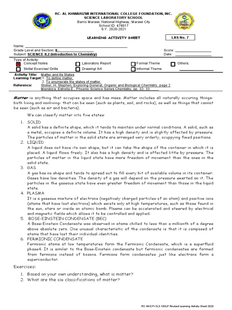 Chemistry g8 - 1stquarter (Week3-4) | PDF | Mixture | Chemical Substances