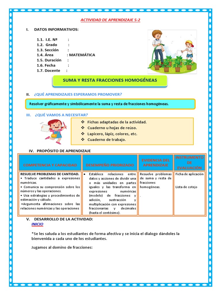 Suma y Resta de Fracciones Homogéneas | PDF | Sustracción | Evaluación