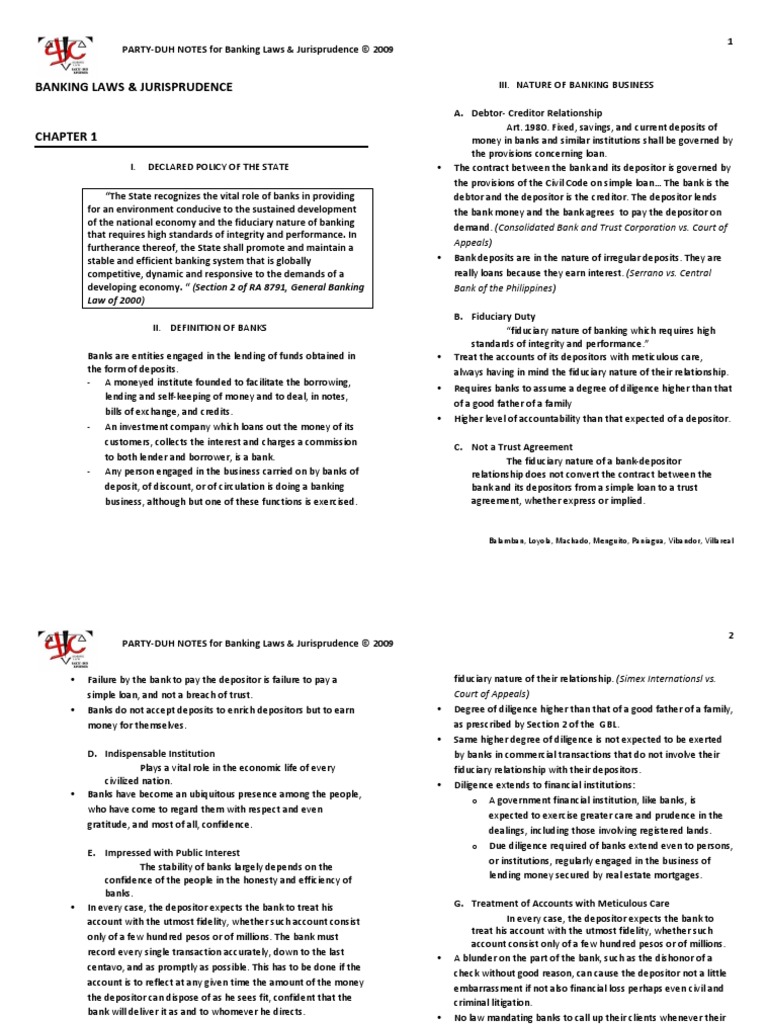 Banking!Laws!&!Jurisprudence! ! ! Chapter!1!: Law) Of) 2000) ! | PDF | Banks | Deposit Account