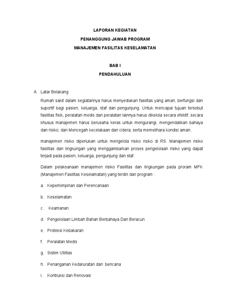 Contoh Laporan Pengawasan MFK | PDF