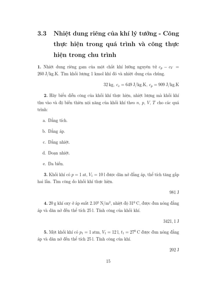 Chuong 3 - Nhiet Dung Rieng Cong Qua Trinh Cong Chu Trinh | PDF