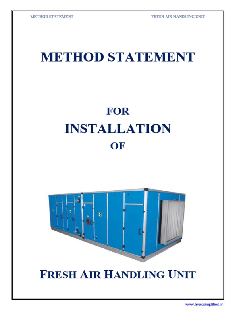 Method Statement For Fresh Air Handling Units Pdf Duct Flow Building