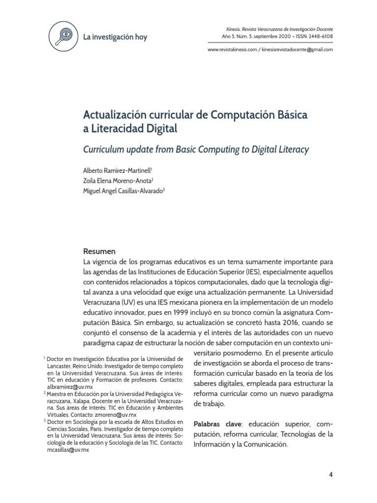 Actualización Curricular de Computación Básica A Literacidad Digital ...