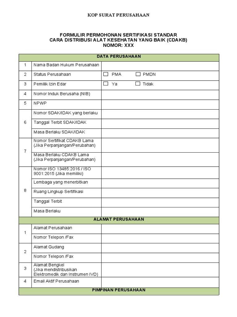 Formulir Permohonan CDAKB - Rev1 | PDF | Teknologi & Rekayasa