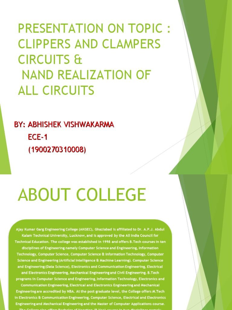 Presentation On Topic: Clippers and Clampers Circuits & Nand Realization of All Circuits | PDF ...