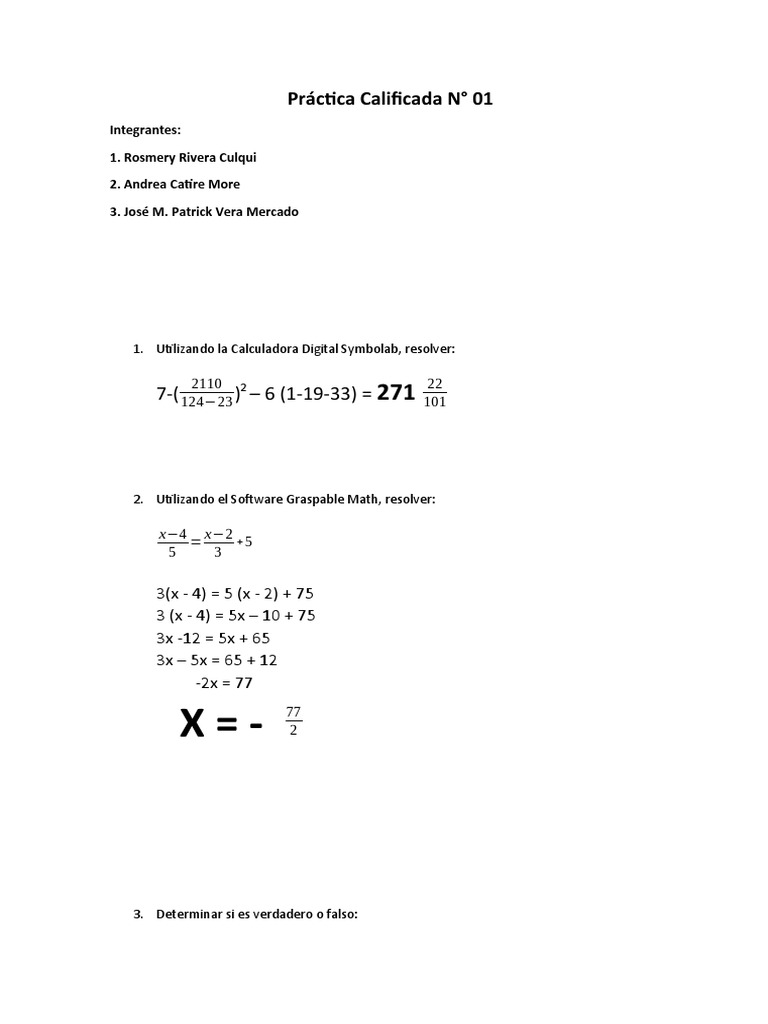 Práctica Calificada #1 LÓGICO MATEMÁTICA | PDF