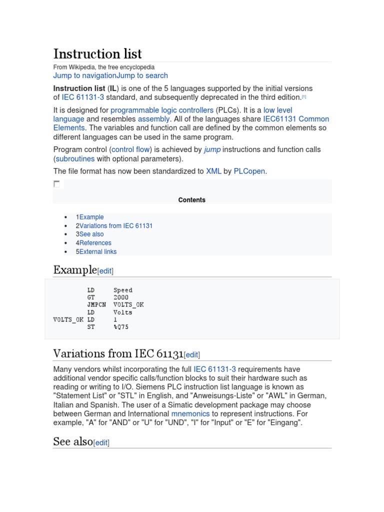 Instruction List | PDF