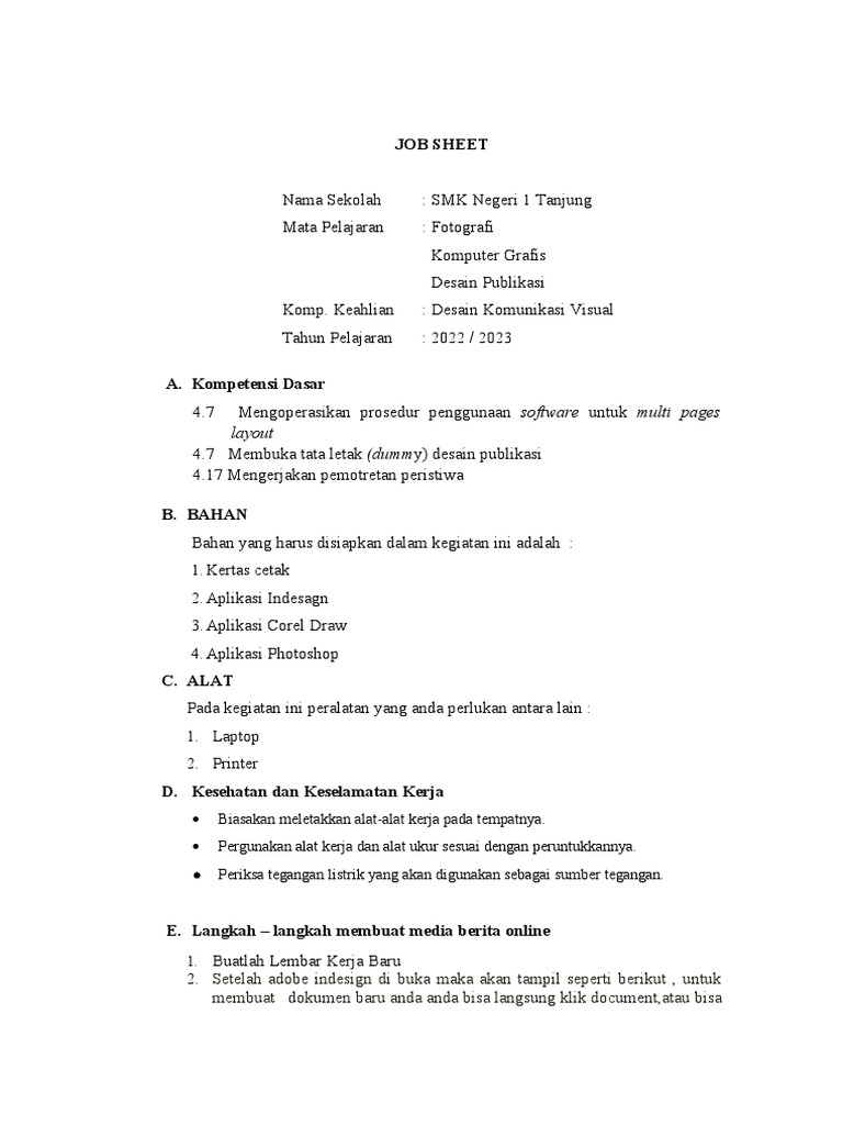 Job Sheet | PDF