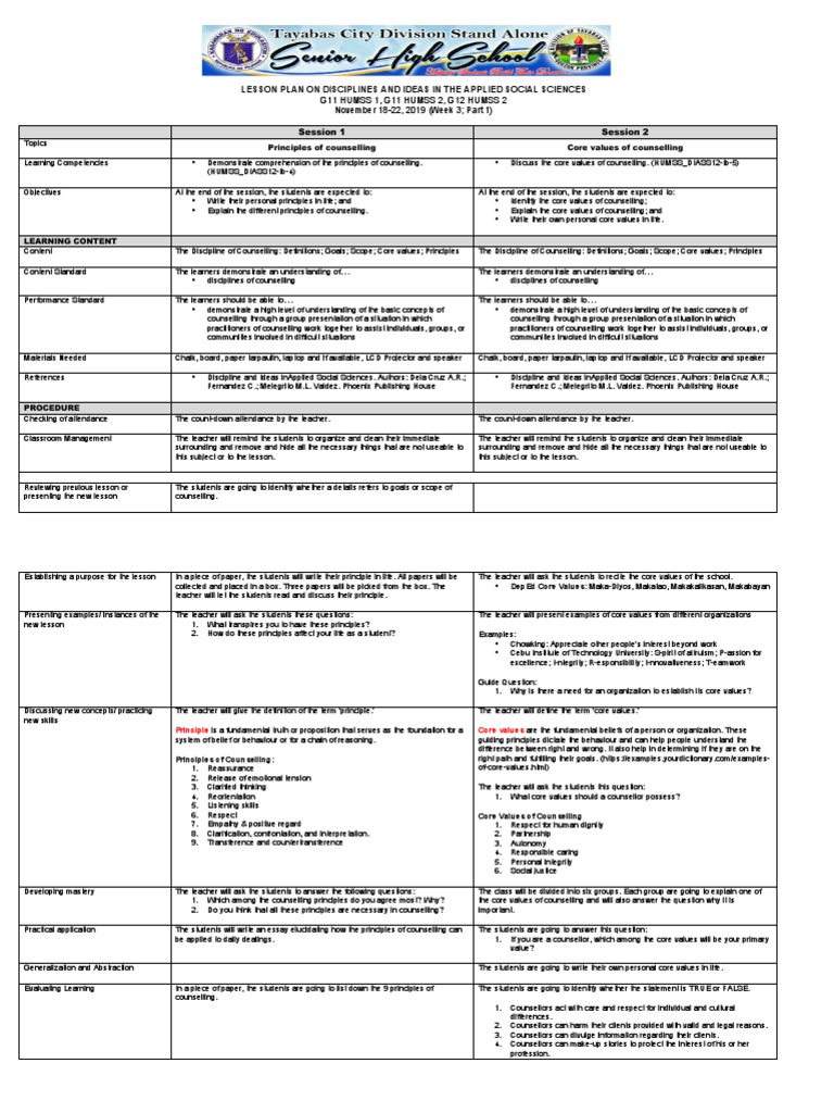 DIAS Week 3a - Principles of Counselling - Core Values of Counselling ...