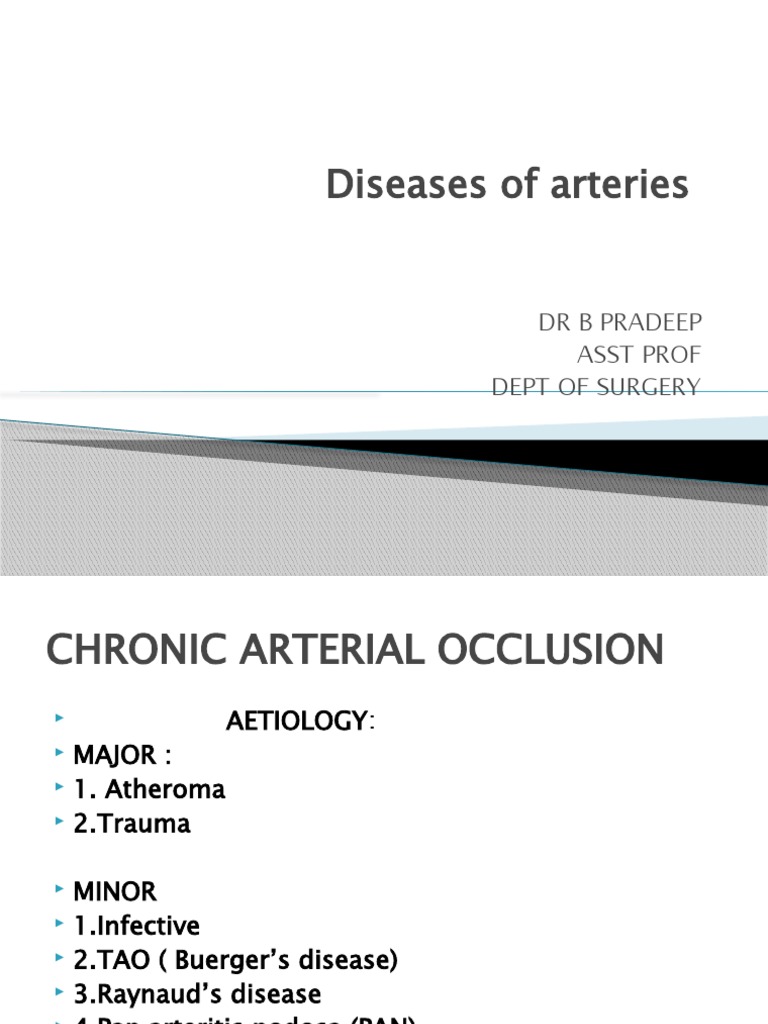 Diseases of Arteries - Arterial Occlusion | PDF | Pulse | Ischemia