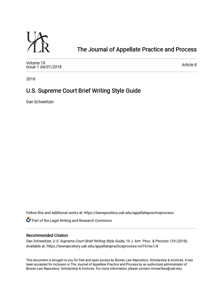 U.S. Supreme Court Brief Writing Guide | PDF | Certiorari | Supreme ...