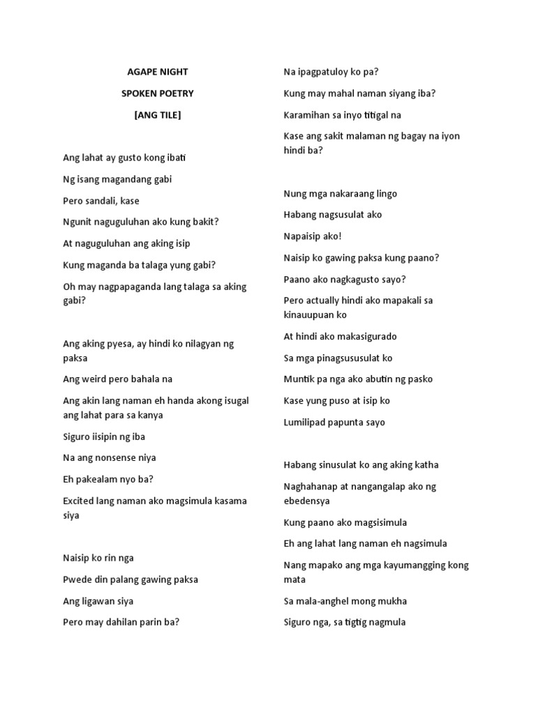 Agape Night (Spoken Poetry) | PDF