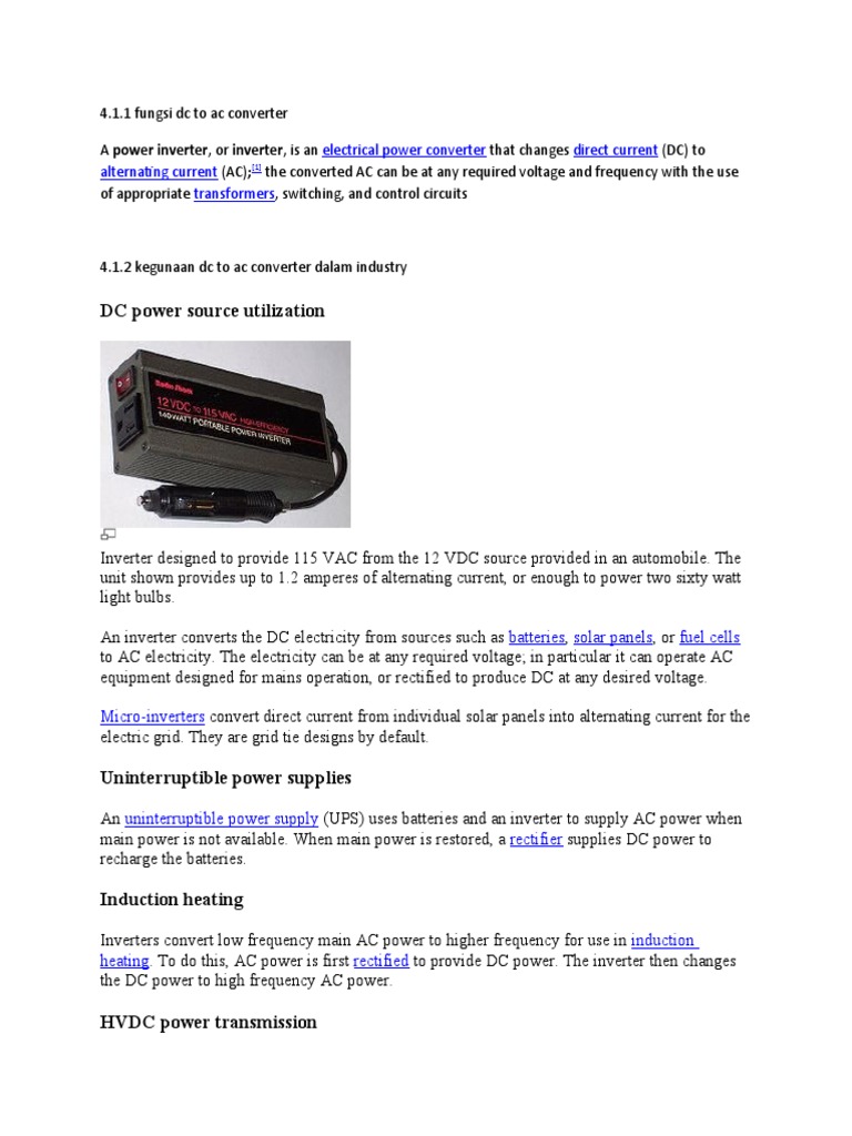 DC Power Source Utilization: Electrical Power Converter Direct Current Alternating Current ...