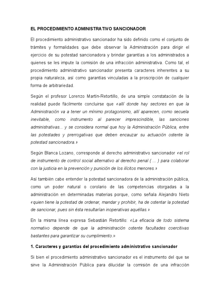 El Procedimiento Administrativo Sancionador | PDF | Estatuto de limitaciones | Mandato