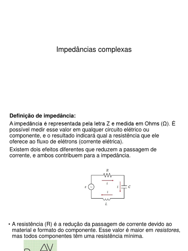Impedâncias Complexas | PDF | Circuitos em série e em paralelos ...