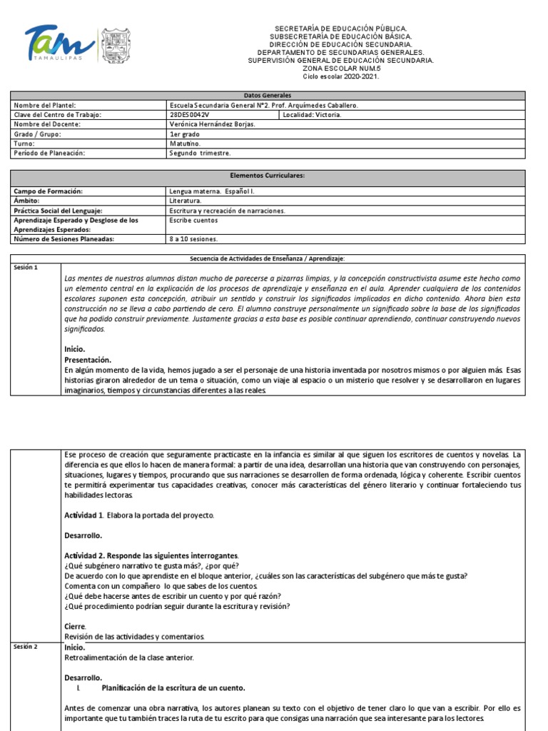 Actividades de Narración en Secundaria | PDF | Narración | Cuentos
