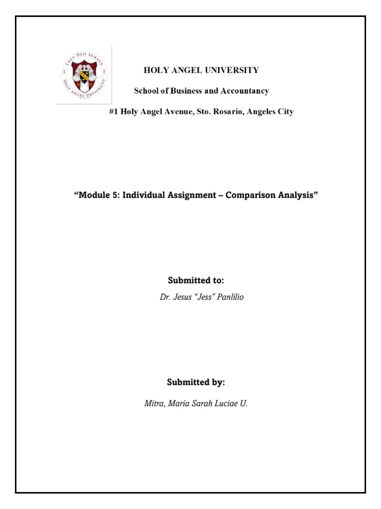 "Module 5: Individual Assignment - Comparison Analysis": Dr. Jesus ...