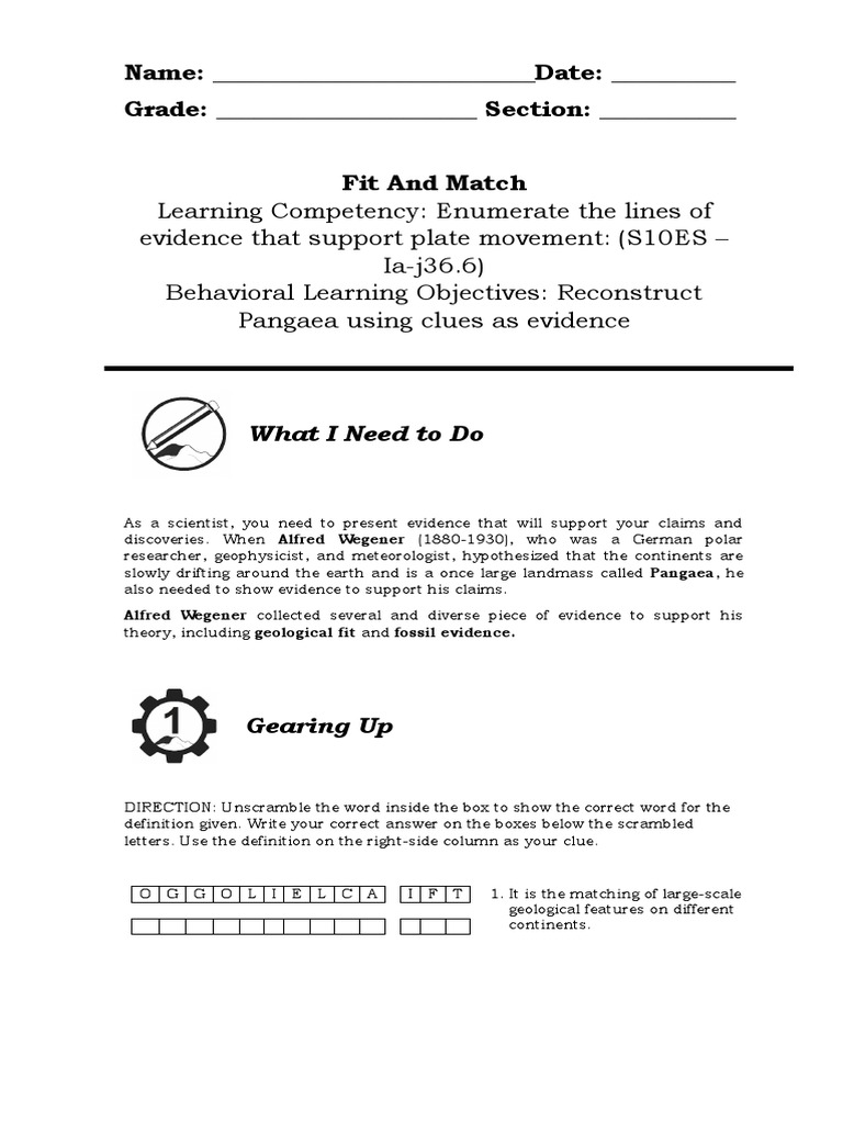 Plate Tectonics and Pangaea Evidence | PDF | Continent | Plate Tectonics