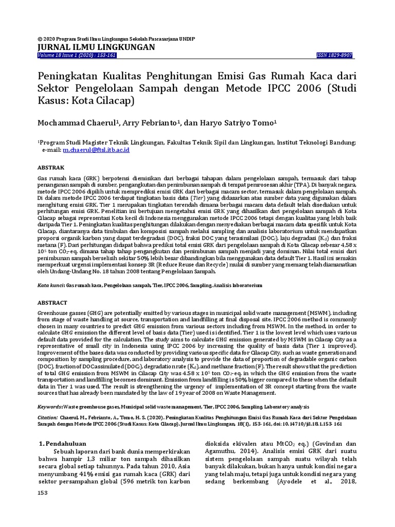 Mochammad Chaerul - Peningkatan Kualitas Penghitungan Emisi Gas Rumah Kaca ... | PDF