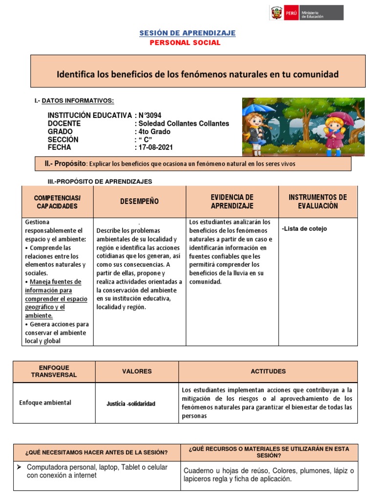 Sesion de PERSONAL SOCIAL | PDF | Evaluación | Aprendizaje Sesion de PERSONAL SOCIAL | PDF | Evaluación | Aprendizaje