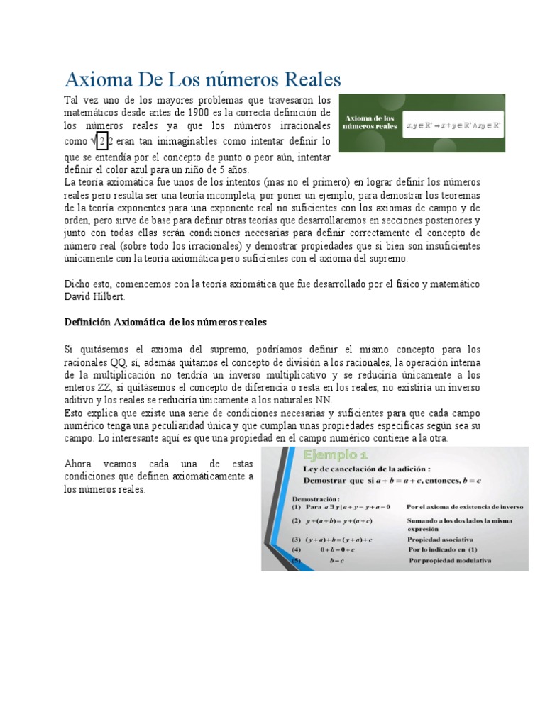 Axioma de Los Números Reales | PDF