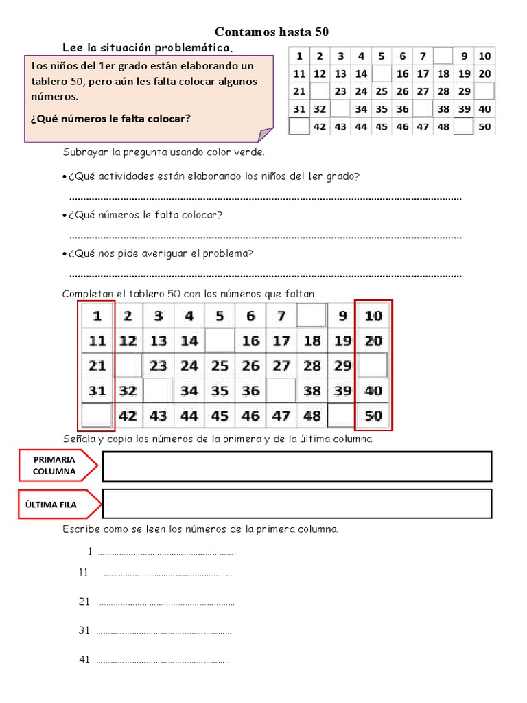 D2 A1 FICHA Contamos Hasta 50 | PDF