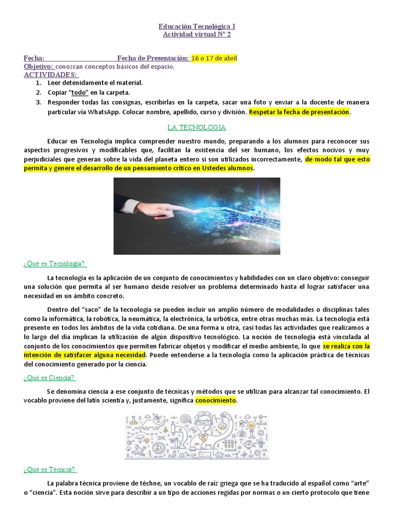 Actividad 2 LA TECNOLOGIA, Ciencia y Tecnica | PDF | Conocimiento | Science