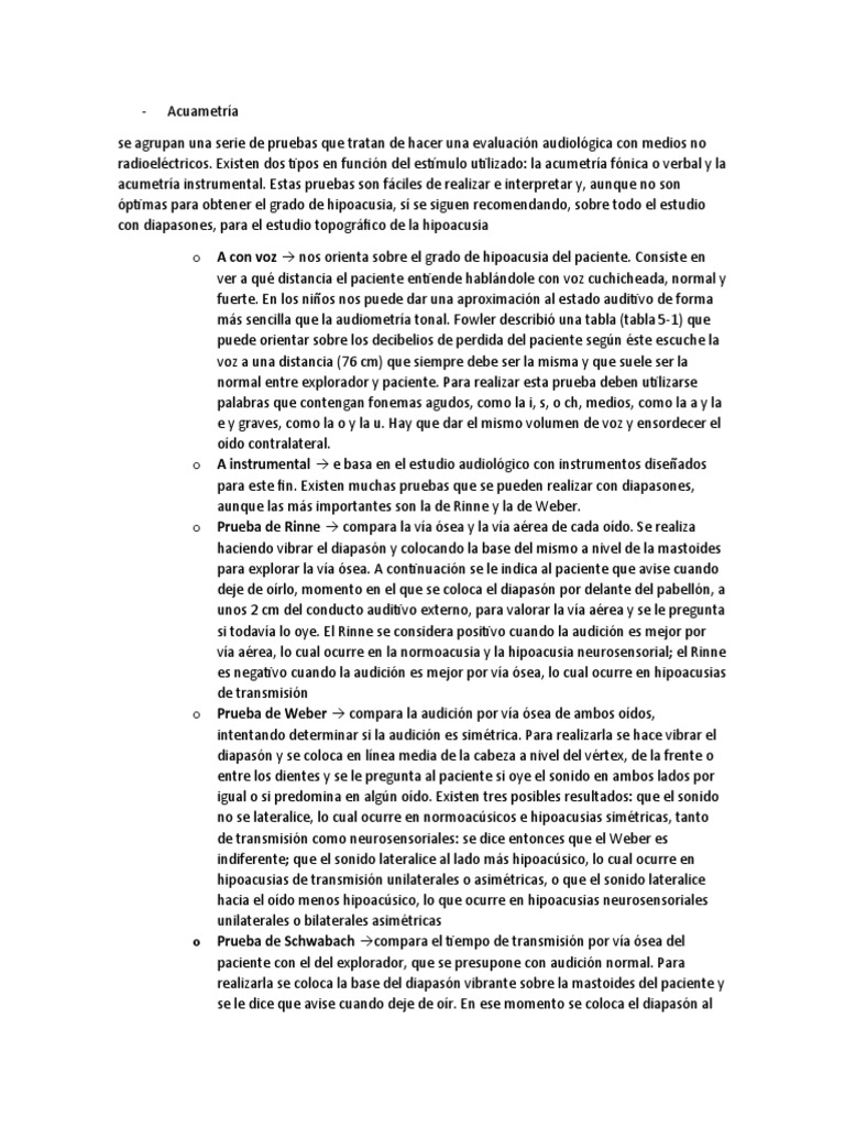 Pruebas Audiológicas: Acumetría y Audiometría | PDF | Escuchando ...