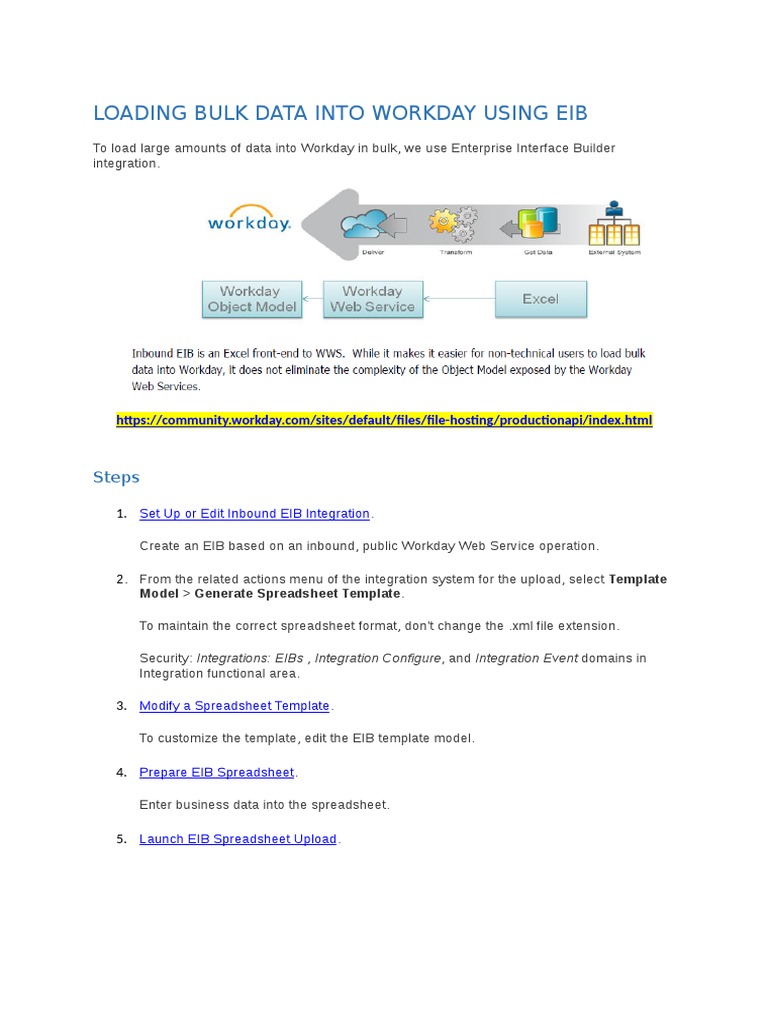 Loading Bulk Data Into Workday Using Eib: Steps | PDF | File Transfer Protocol | Spreadsheet